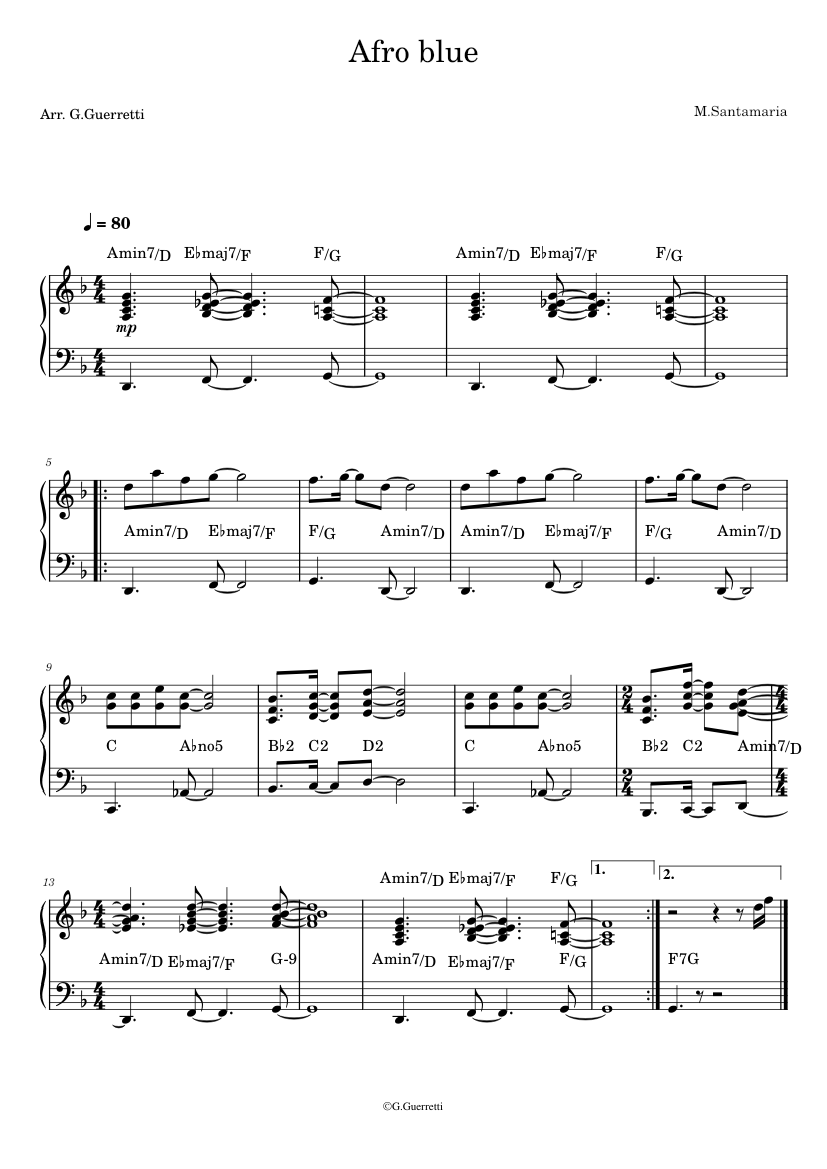 Afro blue – Mongo Santamaria Sheet music for Piano (Solo) Easy ...