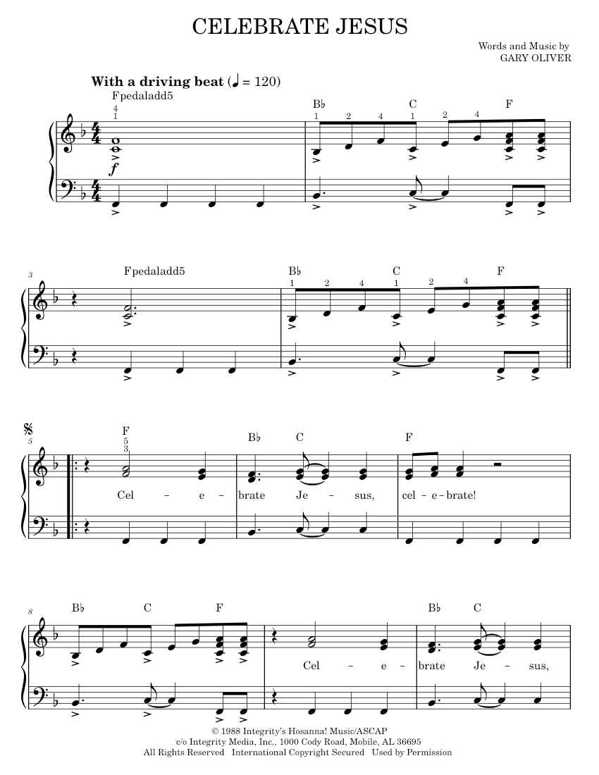 celebrate jesus celebrate Sheet music for Piano by Gary Oliver Official ...