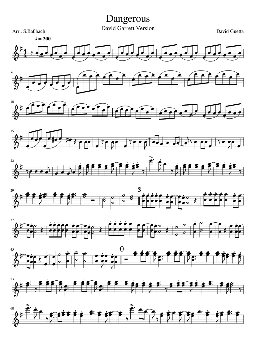 Dangerous Sheet Music for Violin (Solo) | MuseScore.com