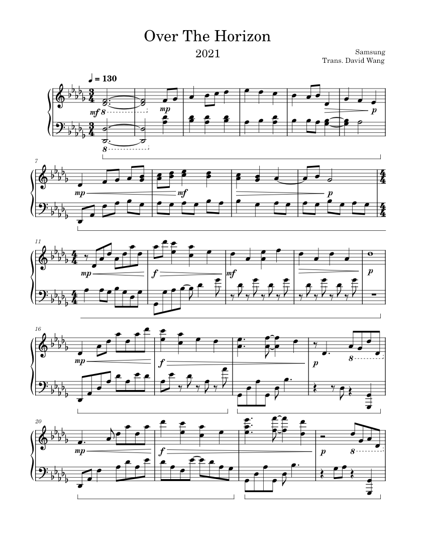 Over The Horizon 2021 – Samsung/Yiruma [READ DESCRIPTION] Sheet music ...