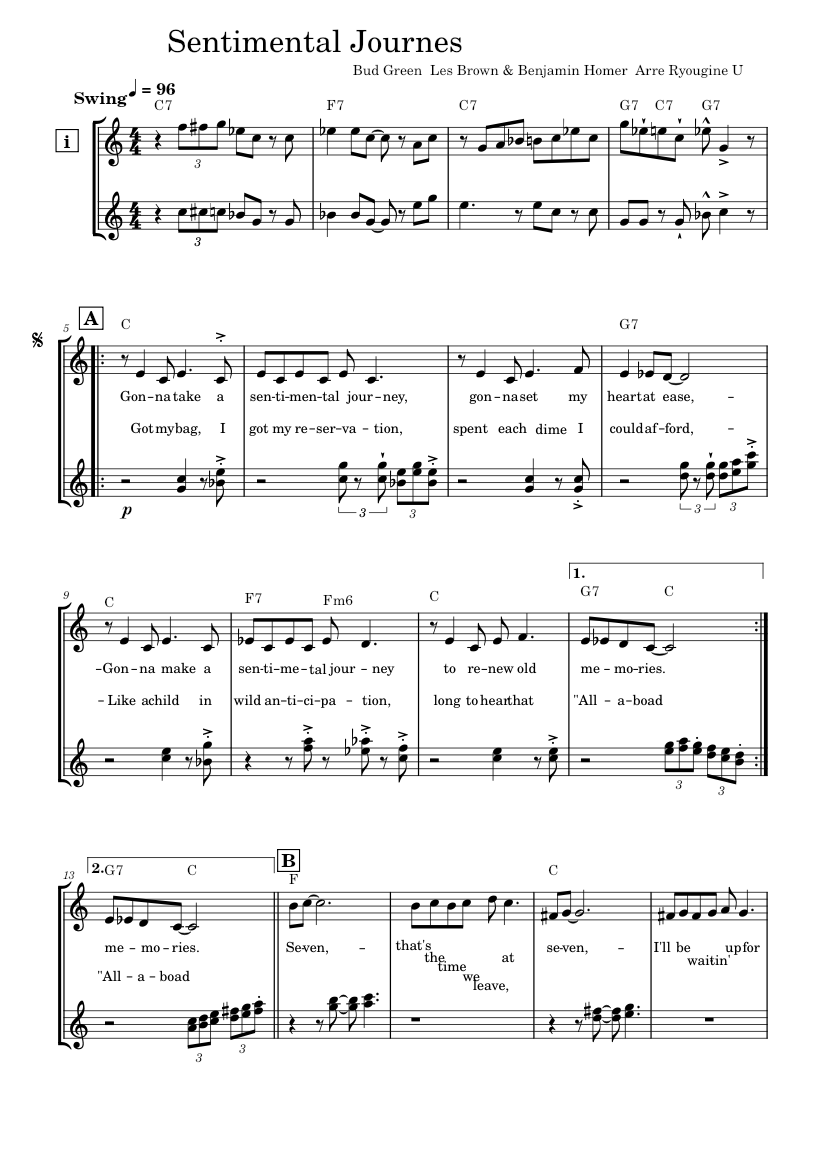 Sentimental_Journey(sammy) Sheet music for Flute, Oboe (Woodwind Duet ...