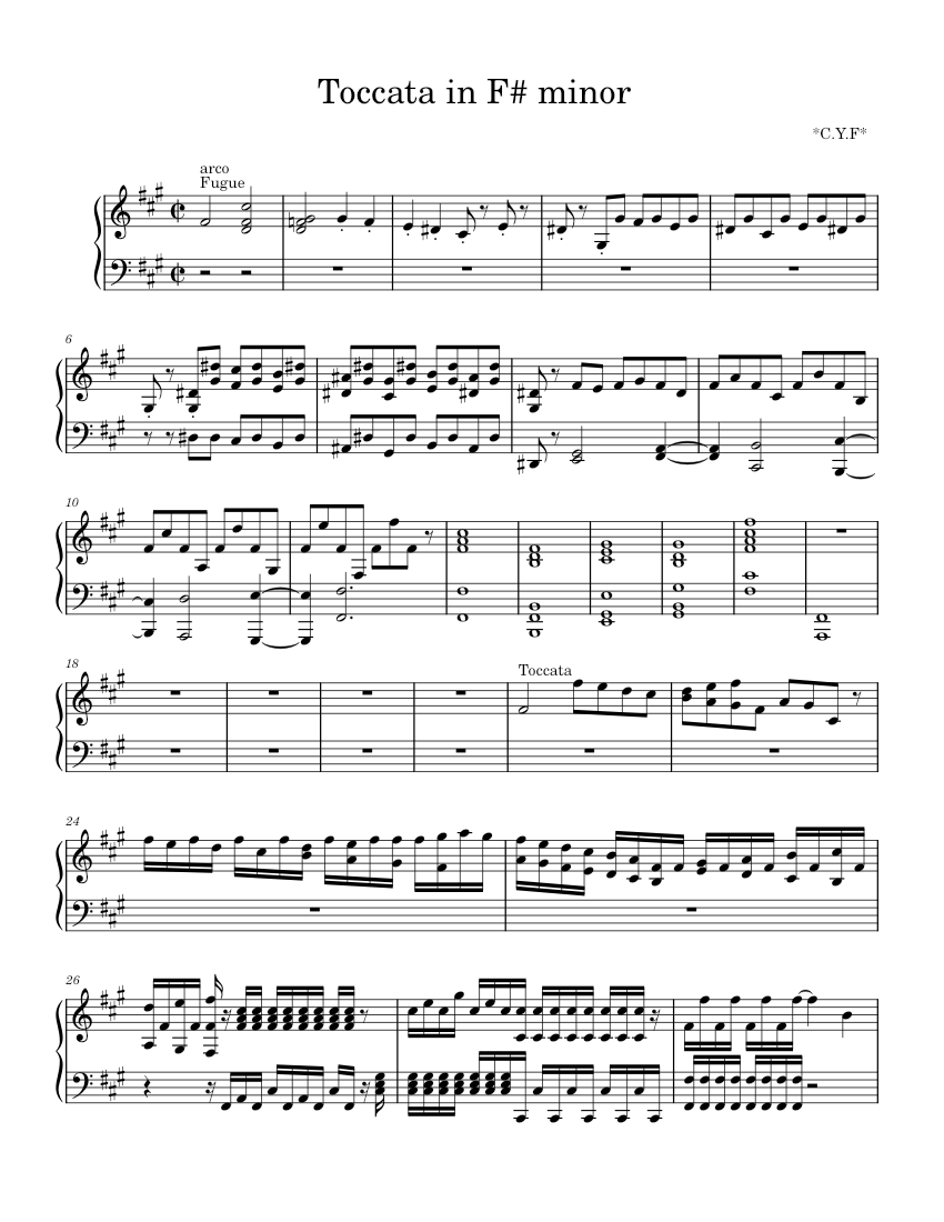 Toccata in F# minor (the completely seriously unserious song) Sheet ...