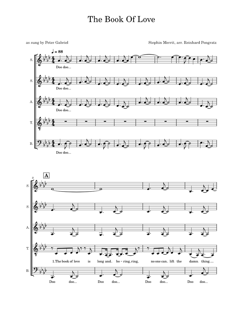 The Book Of Love - Peter Gabriel Sheet music for Soprano, Alto, Tenor ...