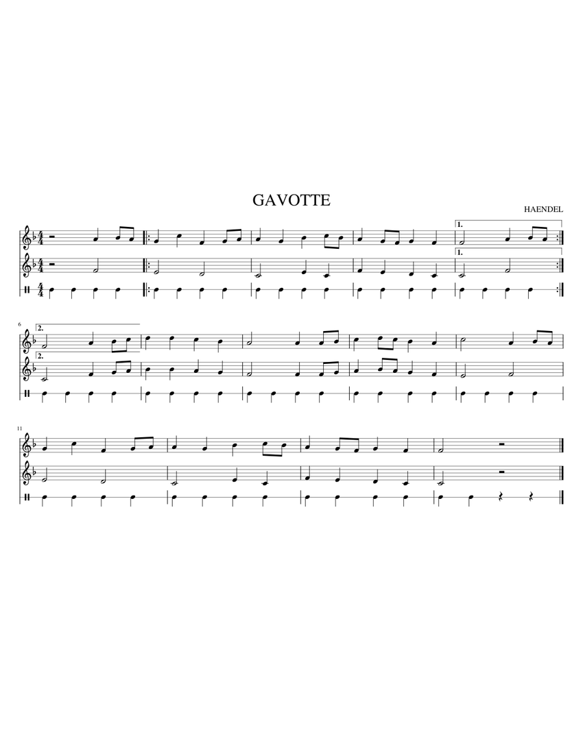 GAVOTTE Sheet music for Flute, Claves (Mixed Trio) | Musescore.com