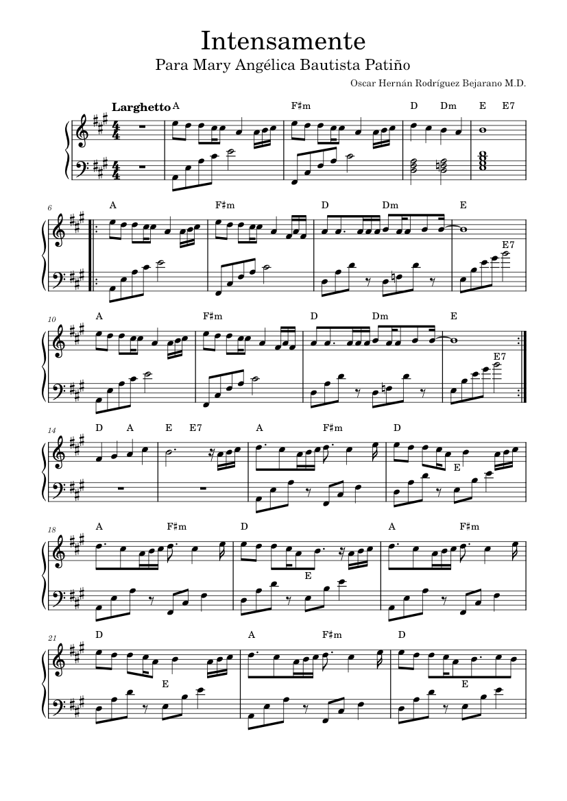 Intensamente Sheet music for Piano (Solo) Easy | Musescore.com
