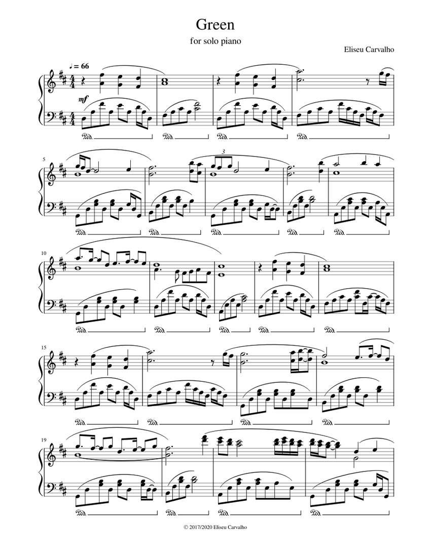 Green Sheet music for Piano (Solo) | Musescore.com