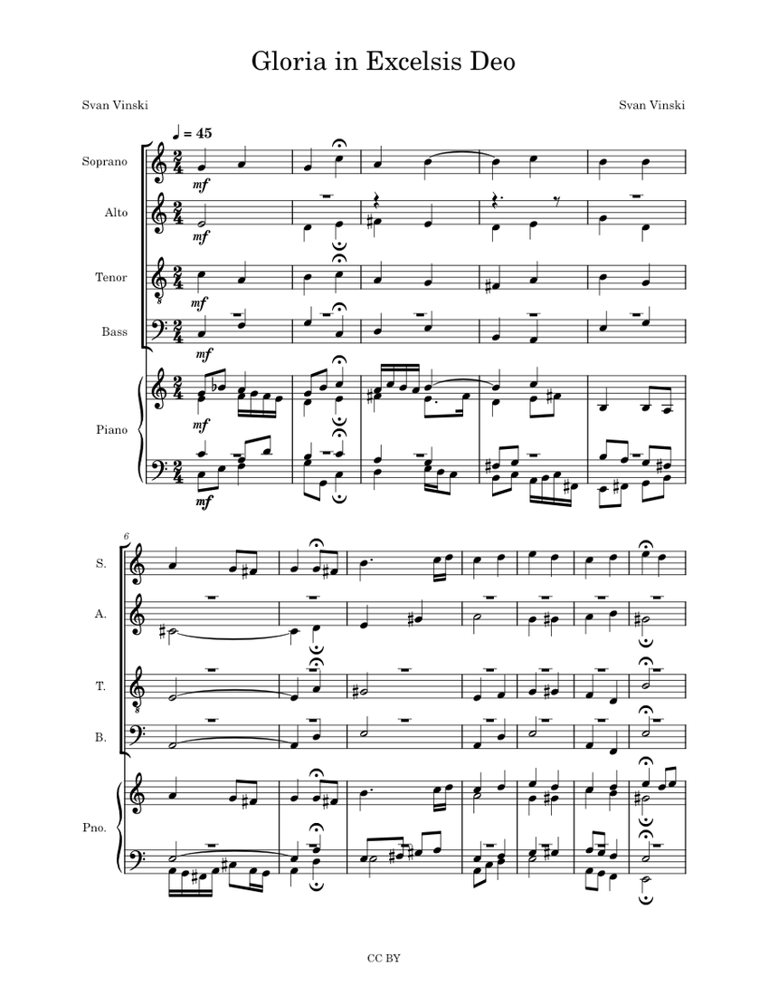 Gloria in excelsis deo Sheet music for Piano, Soprano, Alto, Tenor & more instruments (Church ...