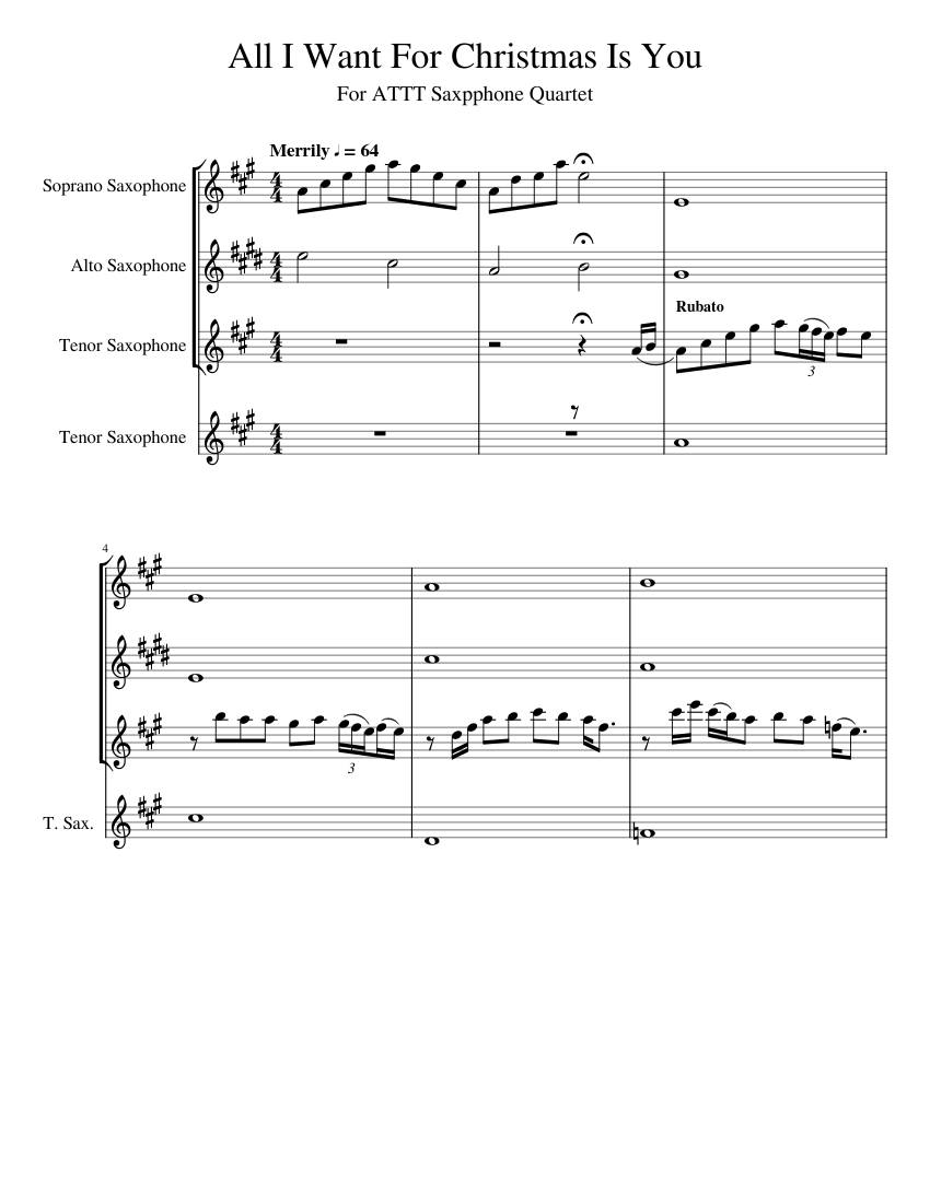 All I Want For Christmas Is You Sheet music for Saxophone alto ...