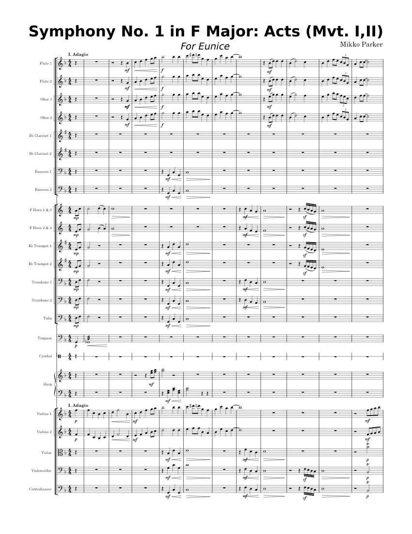 Symphony No. 1 (Mvt. I,II) Sheet music for Trombone, Tuba, Flute, Oboe ...