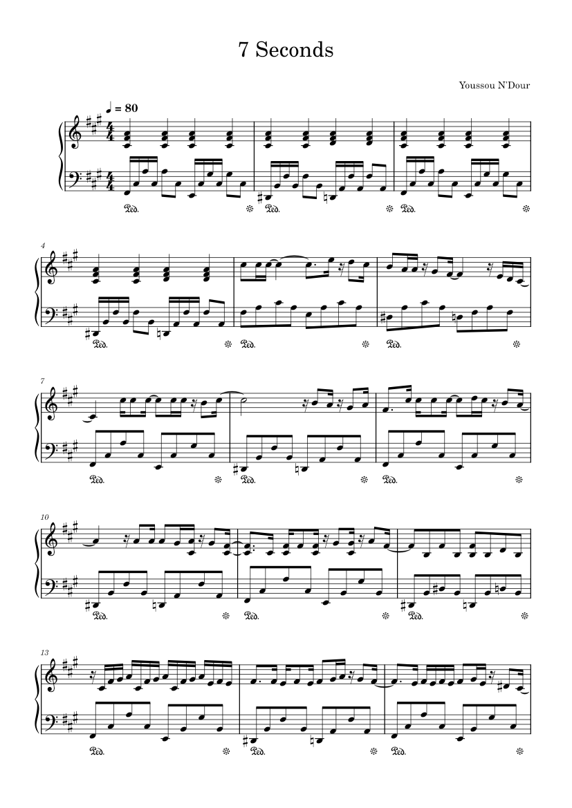 7 Seconds – Youssou N'Dour Sheet music for Piano (Solo) | Musescore.com