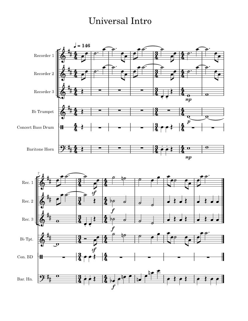 Universal studios fanfare – Jerry Goldsmith Sheet music for Trumpet in ...