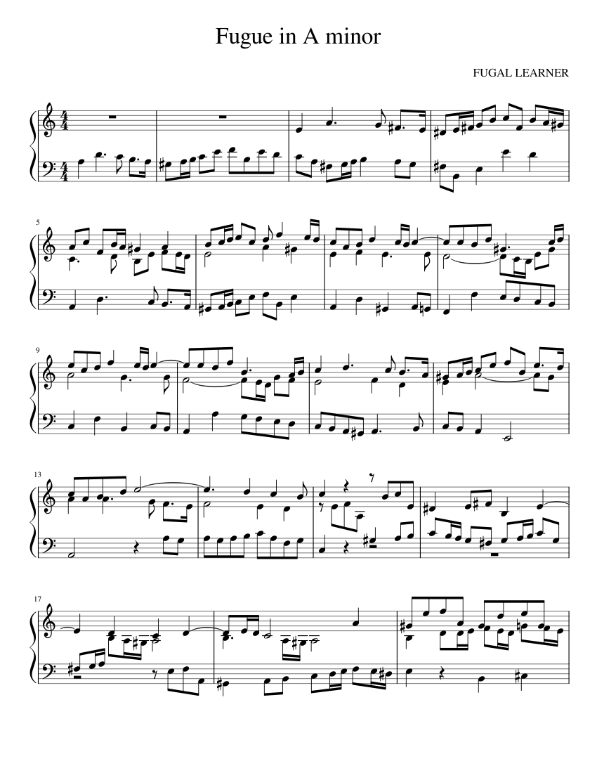 Fuga in A minor Sheet music for Piano (Solo) | Musescore.com