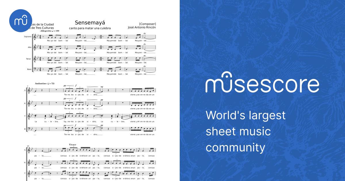Sensemayá - José Antonio Rincón Sheet music for Bass guitar ...