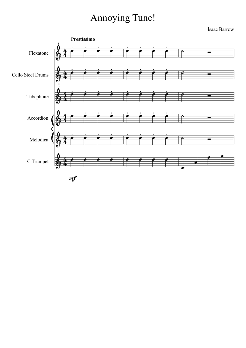 Time Warp Sheet music for Accordion, Trumpet other (Mixed Duet ...