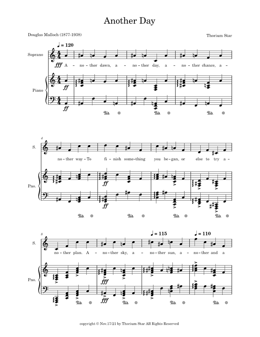 Another Day Sheet music for Piano, Soprano (Piano-Voice) | Musescore.com