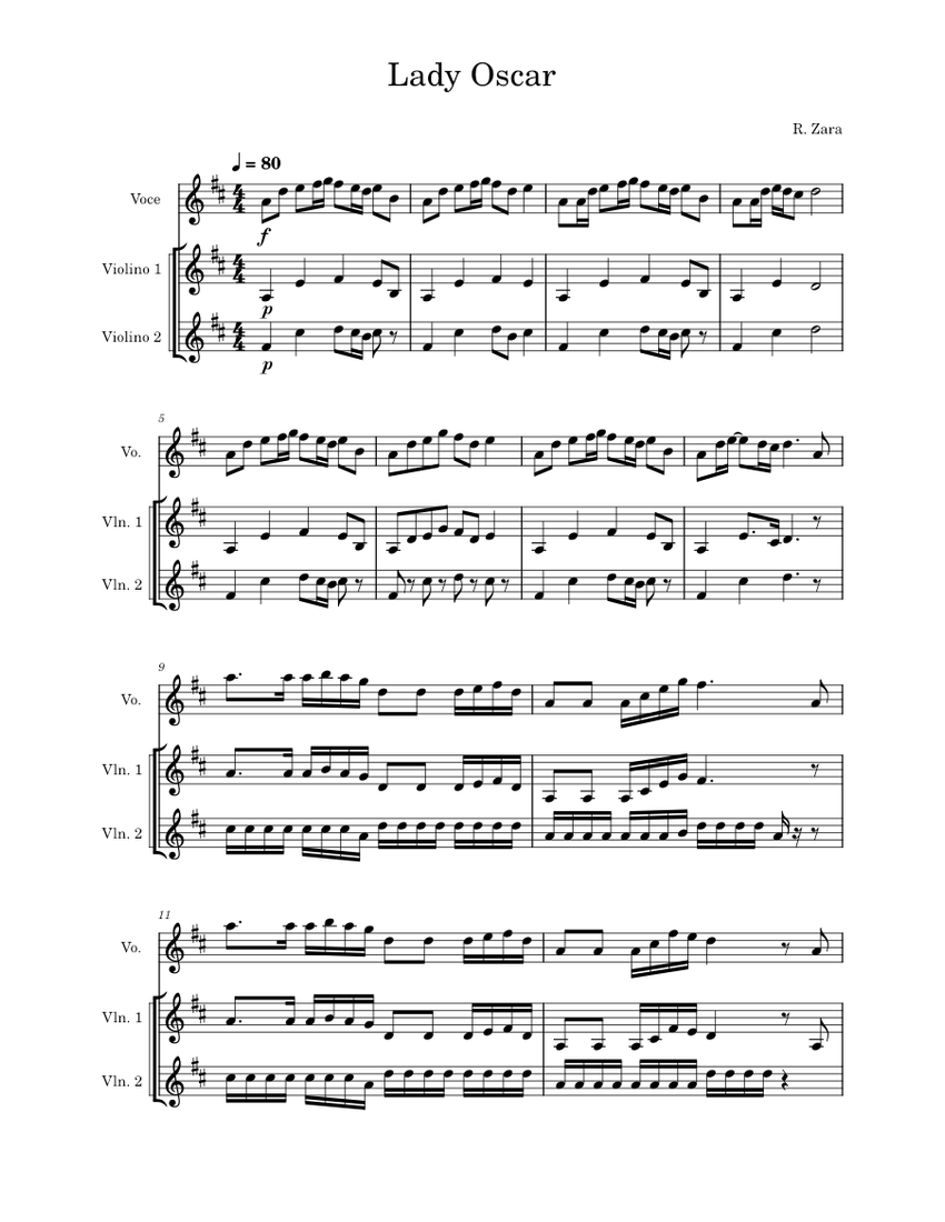 Lady Oscar - Final Scene from the Anime – Koji Makaino (arr. Teddy ...