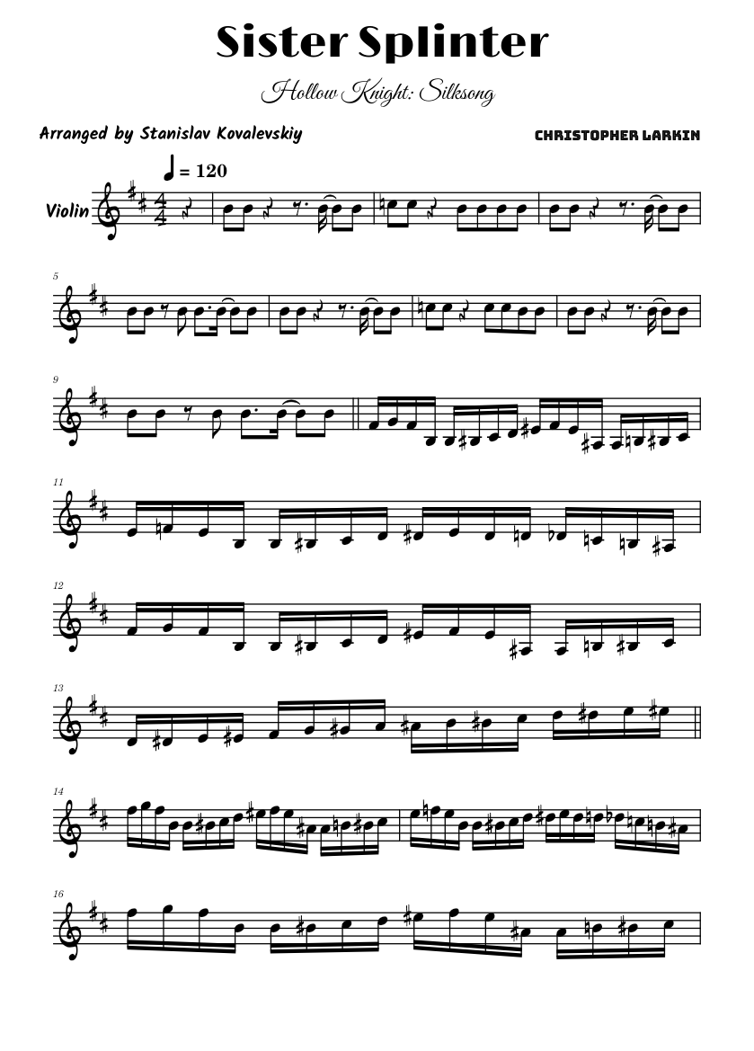 Sister Splinter – Hollow Knight: Silksong (Violin Cover by Stanislav ...