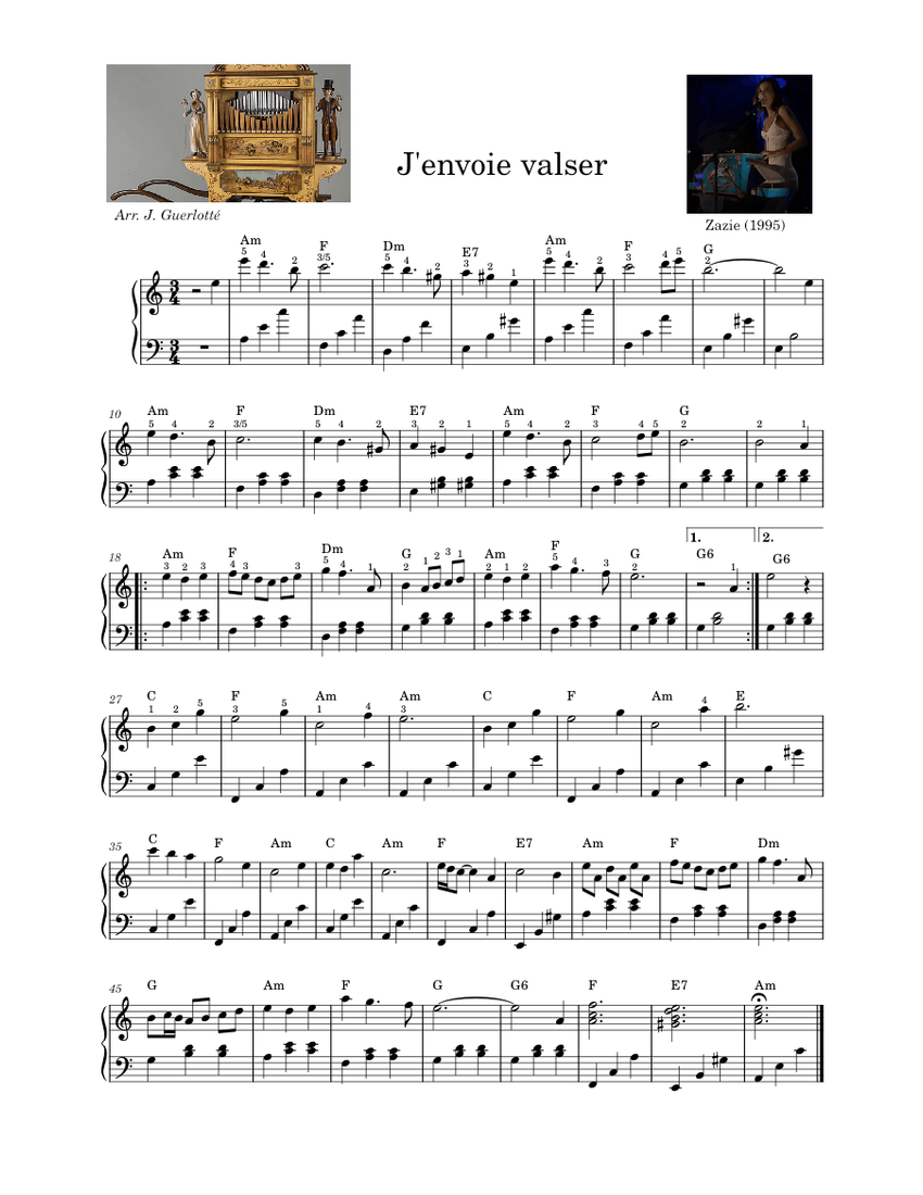 J'envoie valser – Zazie - piano tutorial