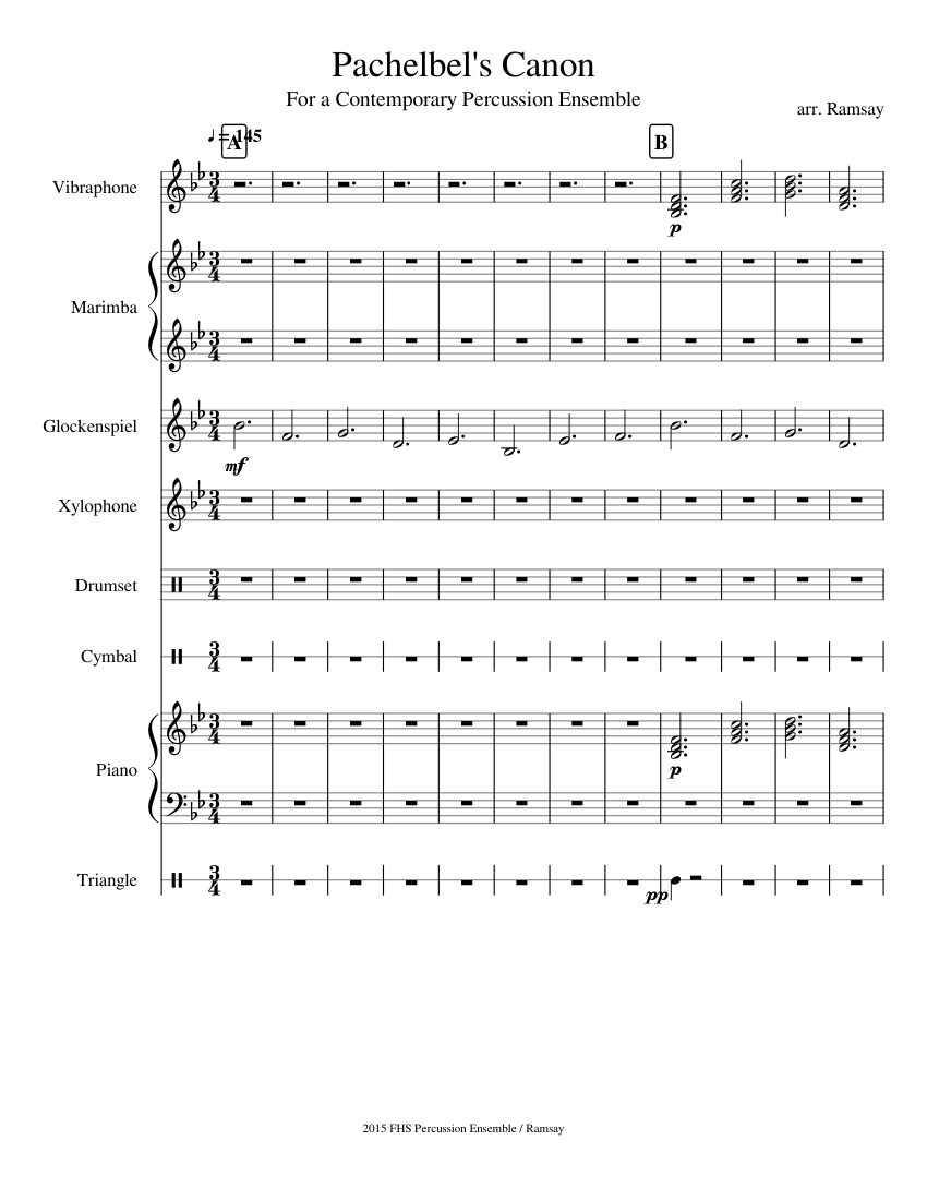 Pachelbel's Canon - FHS Percussion Ensemble Sheet music for Piano ...