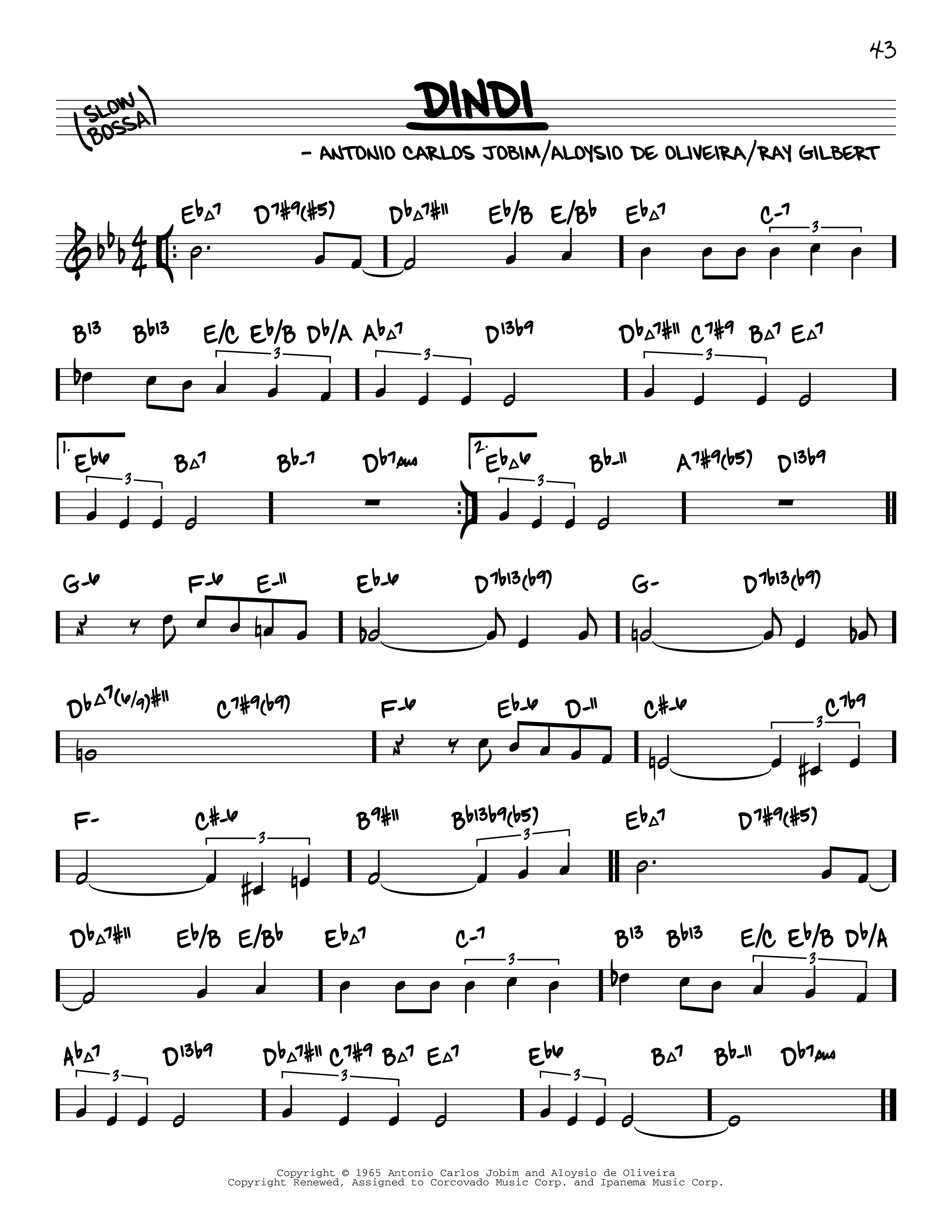 Dindi (arr. David Hazeltine) Sheet music for Piano, Vocals by Antonio Carlos Jobim, Ray Gilbert ...