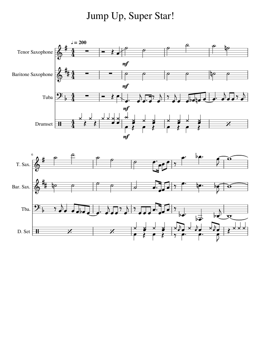 Jump Up Super Star Sheet music for Tuba, Saxophone tenor, Saxophone ...