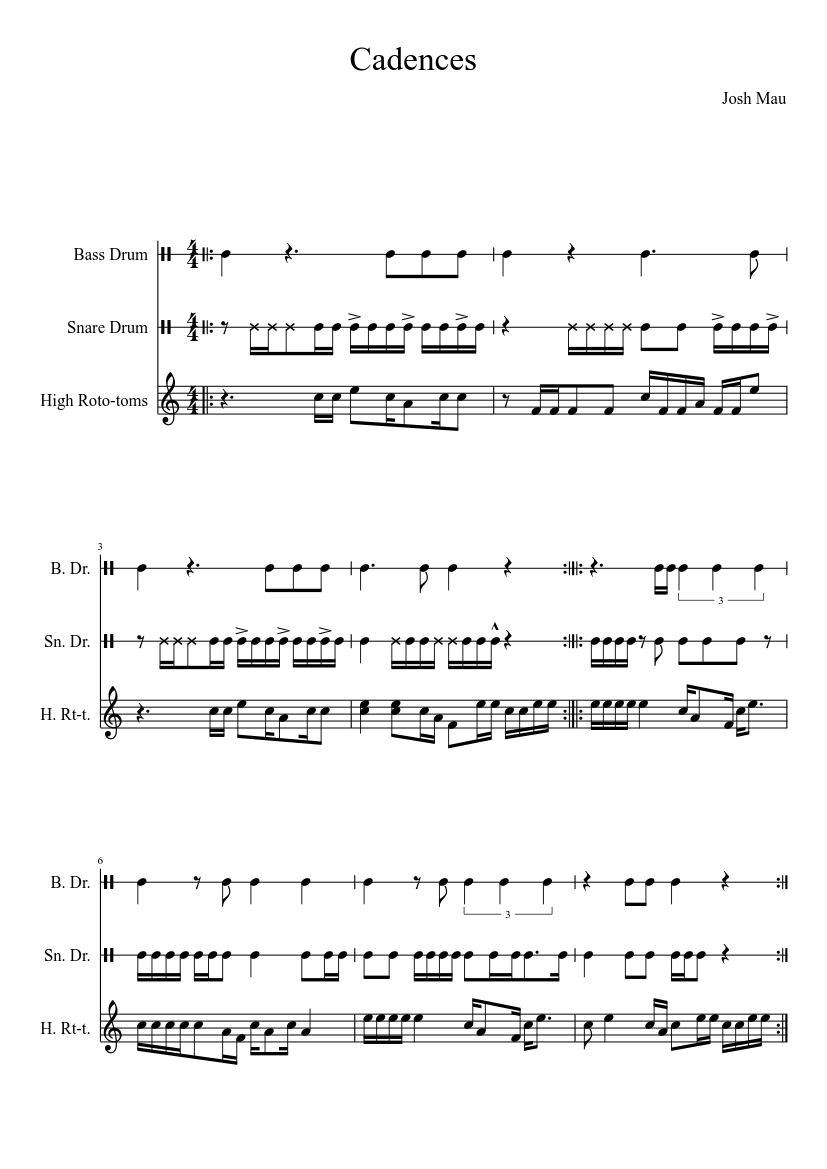 Cadences Sheet music for Snare drum, Drum group, Rototom (Percussion ...