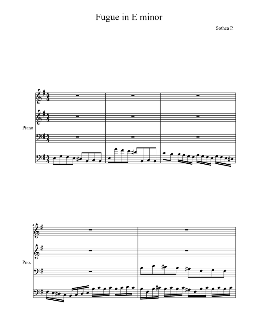 Fugue in Eminor Sheet music for Piano (Solo) | Musescore.com