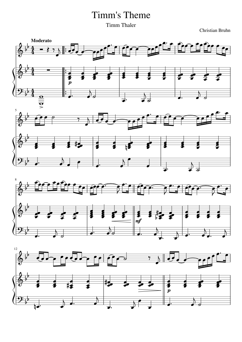 Timm's Theme Sheet music for Piano, Vocals (Piano-Voice) | Musescore.com