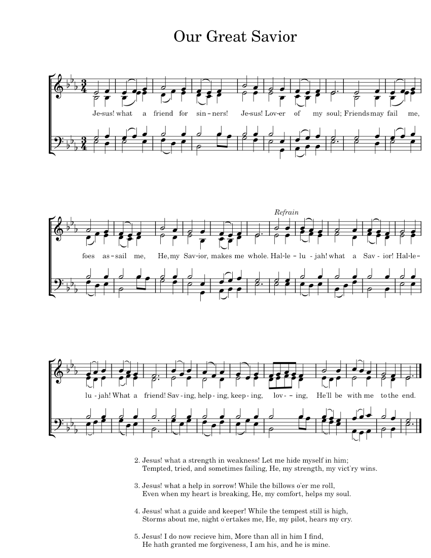 Our Great Savior – J. Wilbur Chapman Sheet music for Synthesizer (SATB ...