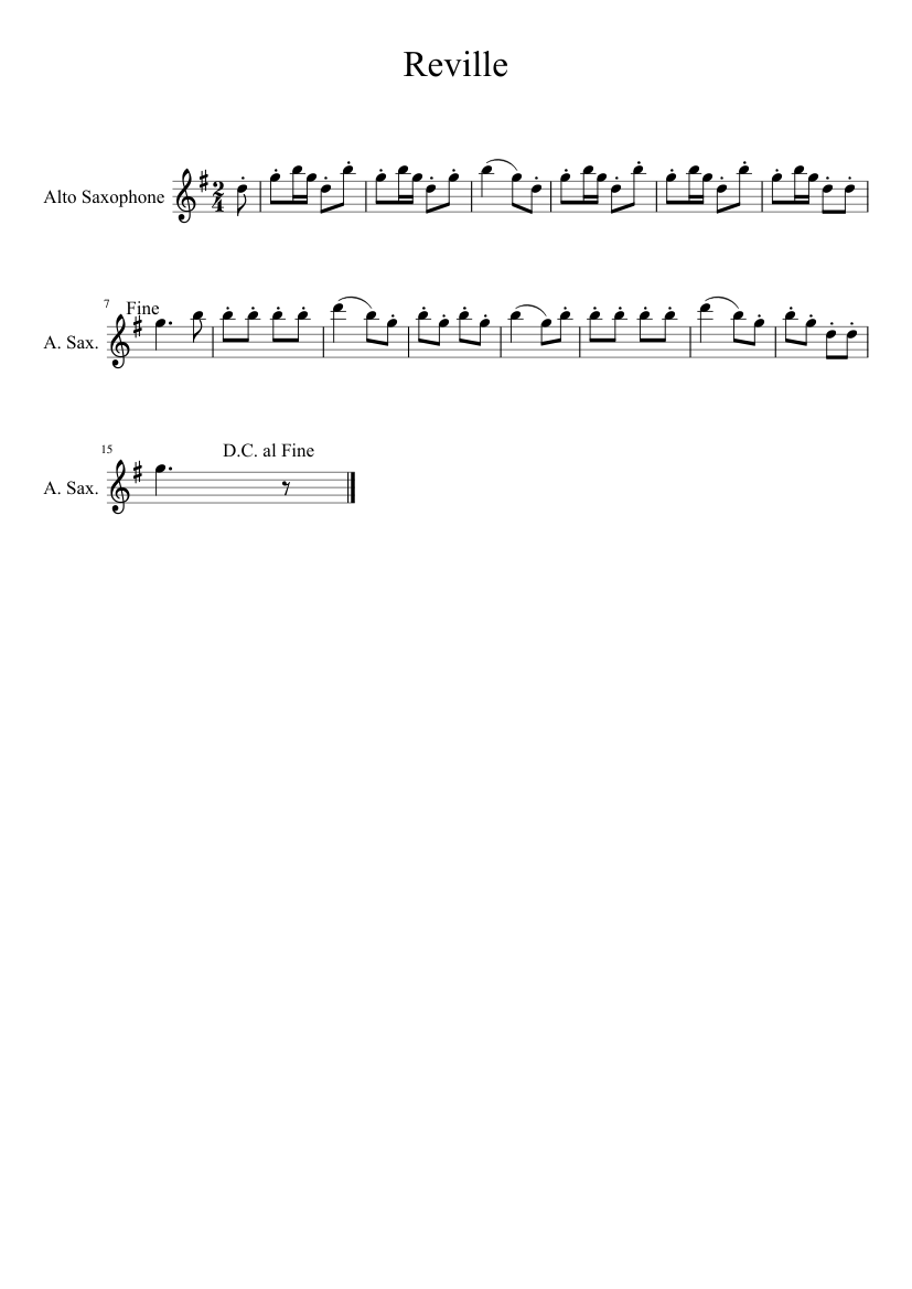 Reveille Sheet Music for Saxophone alto (Solo) | MuseScore.com