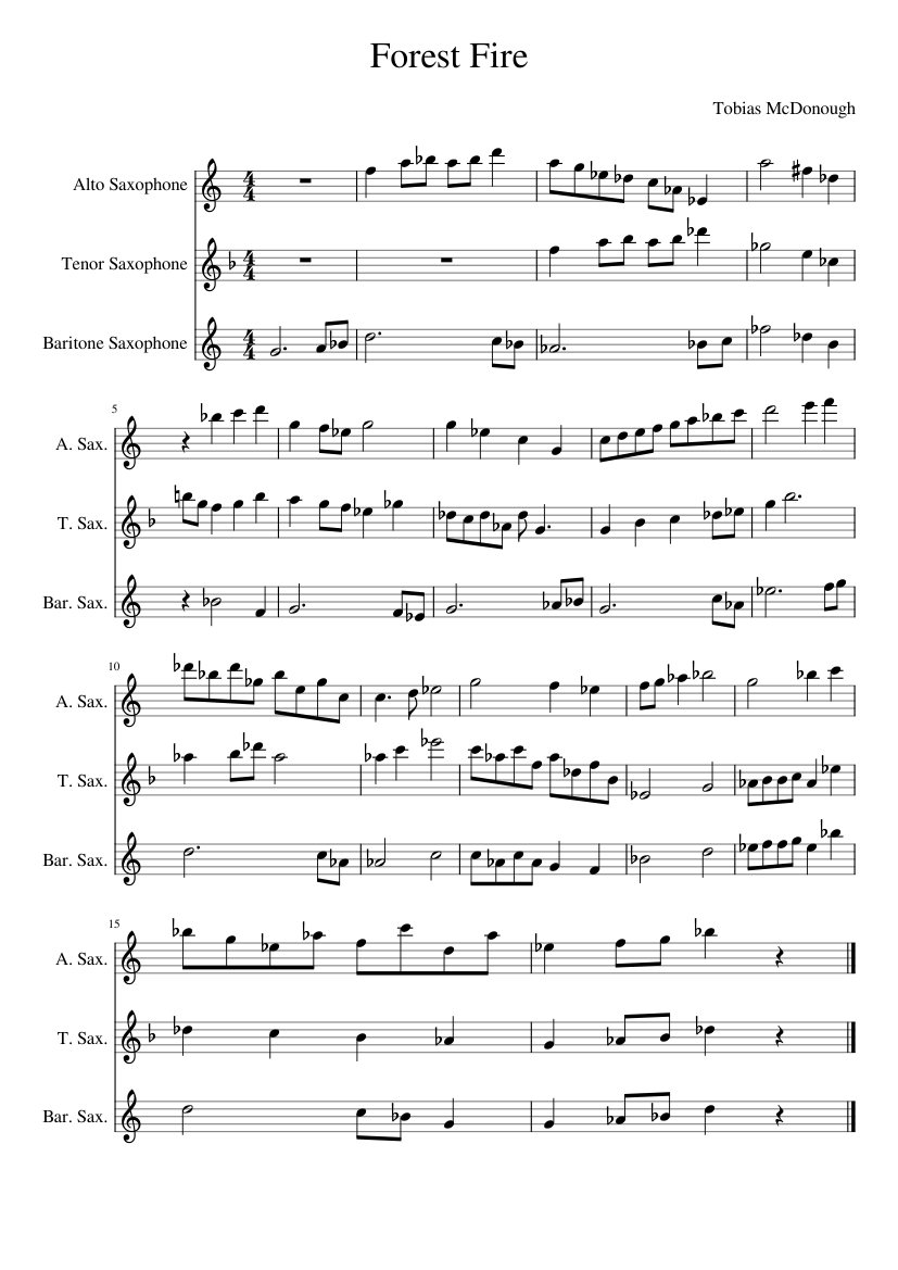 Forest Fire 3 0 Sheet music for Saxophone alto, Saxophone tenor ...
