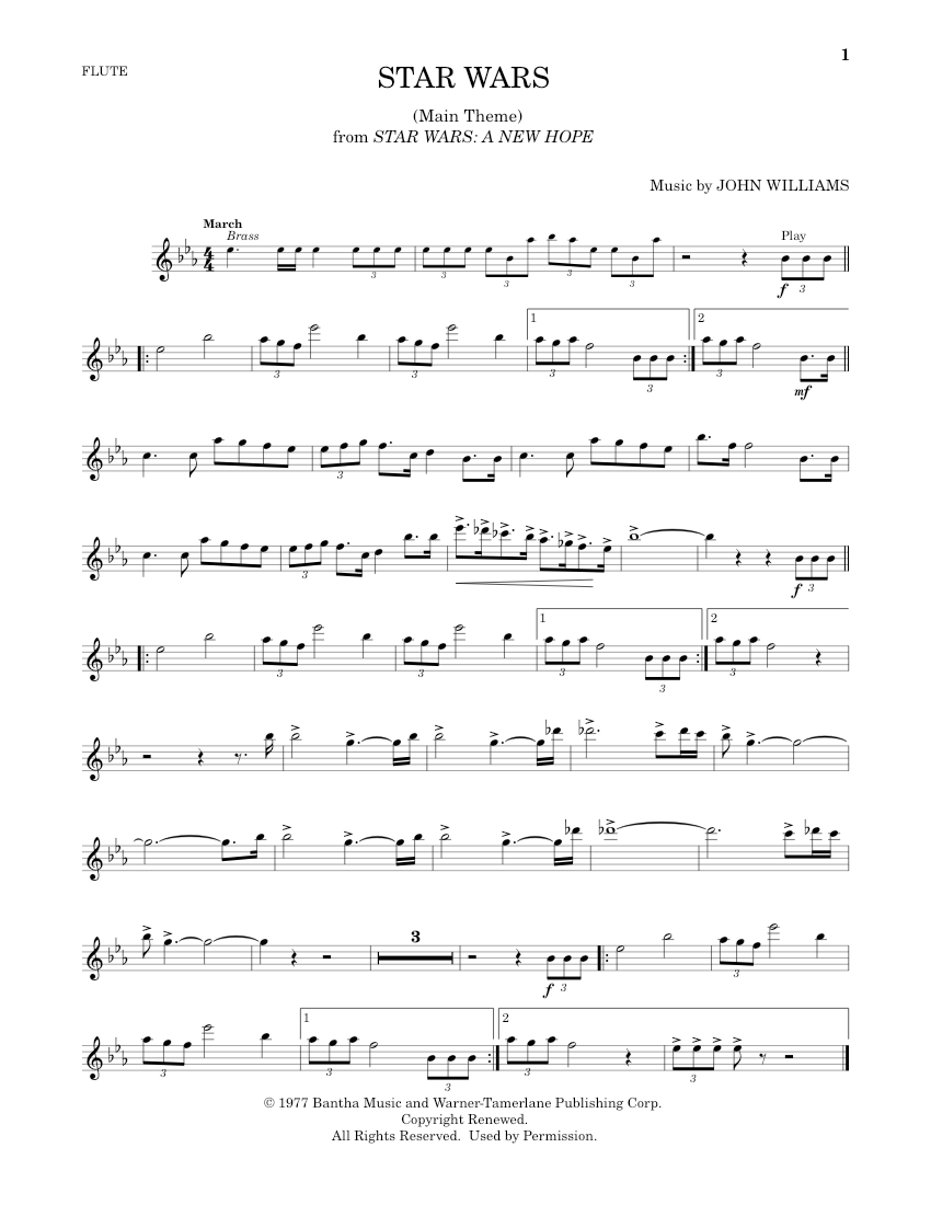 Play Official version of Star wars theme Sheet Music by John Williams ...