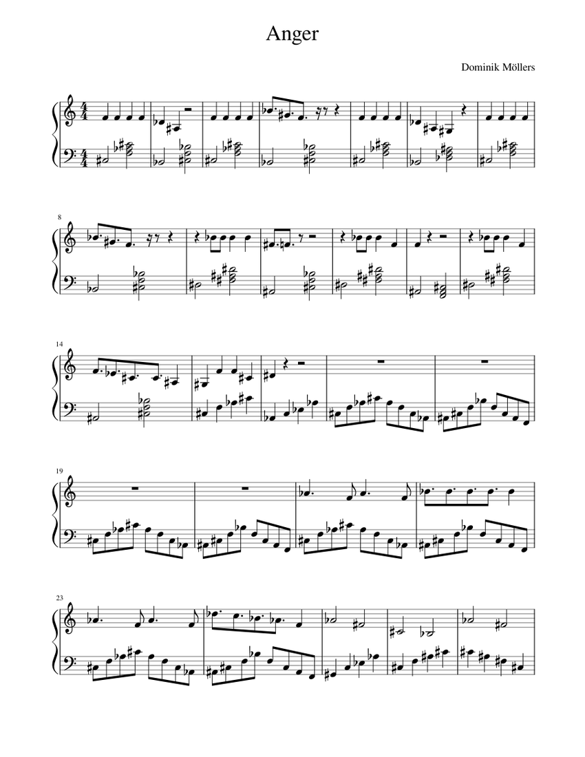 Anger Sheet music for Piano (Solo) Easy | Musescore.com