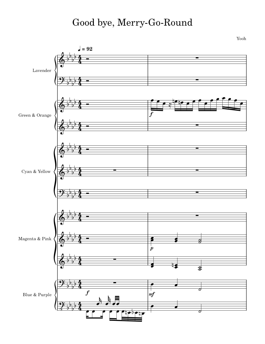 Good bye, Merry-Go-Round – Yooh Sheet music for Piano (Piano Quintet ...
