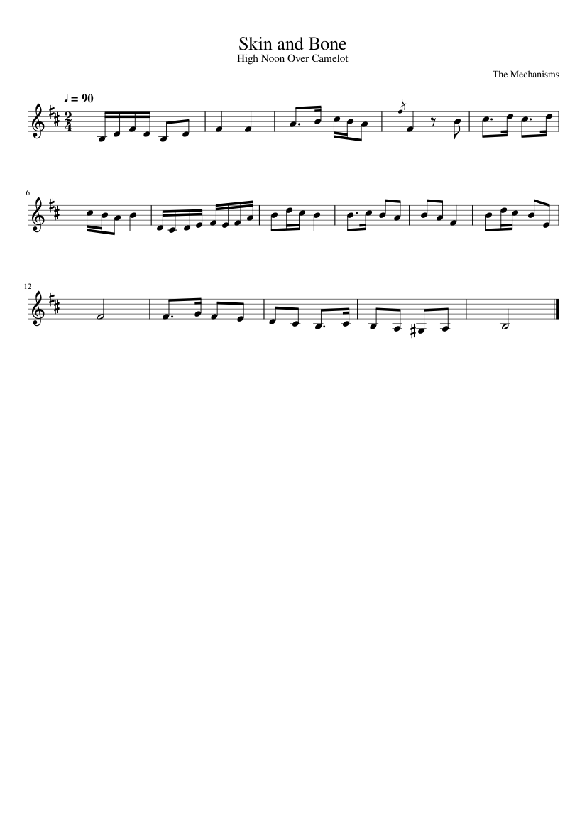 Skin and Bone (The Mechanisms) violin part Sheet music for Violin (Solo ...