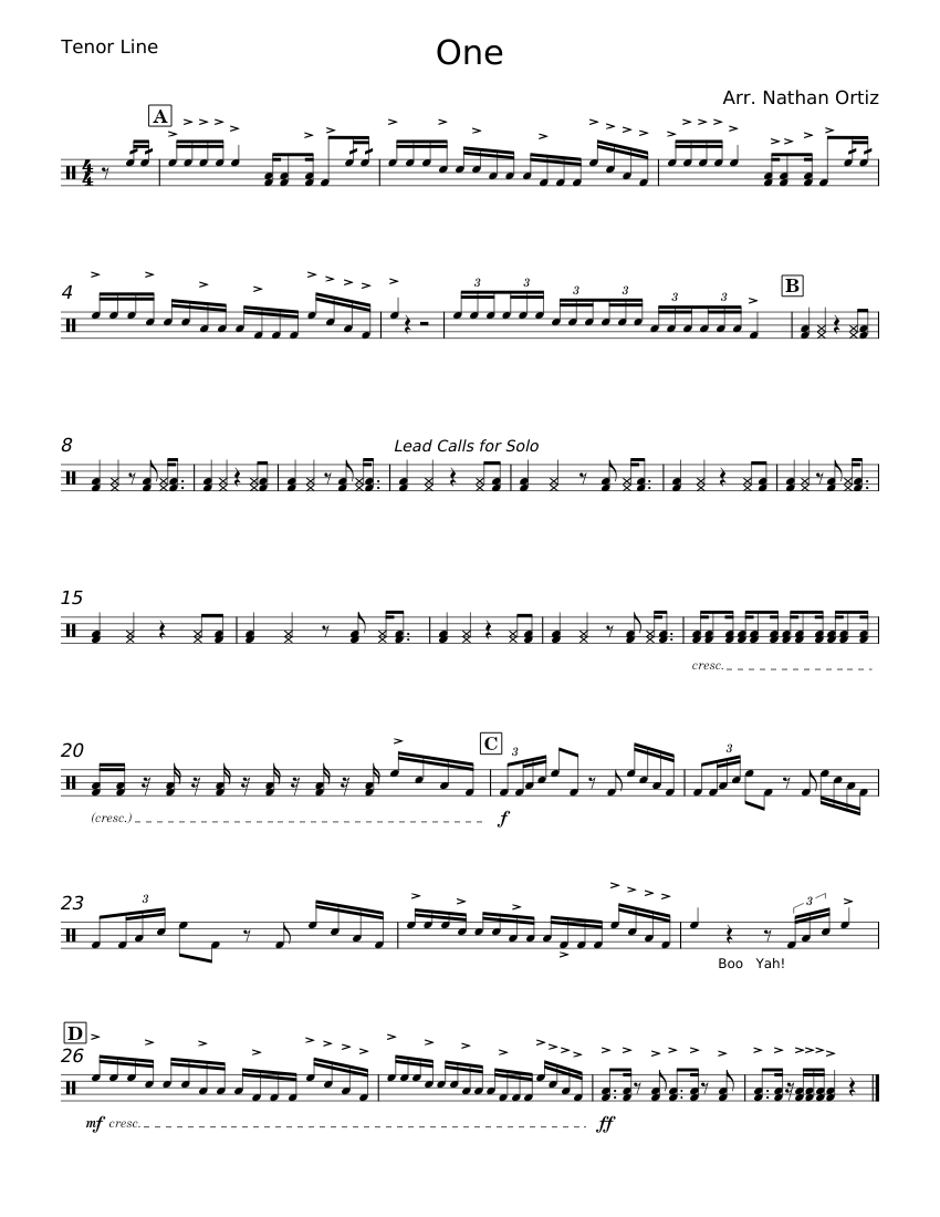 One - Nathan Ortiz Sheet music for Timpani (Solo) | Musescore.com