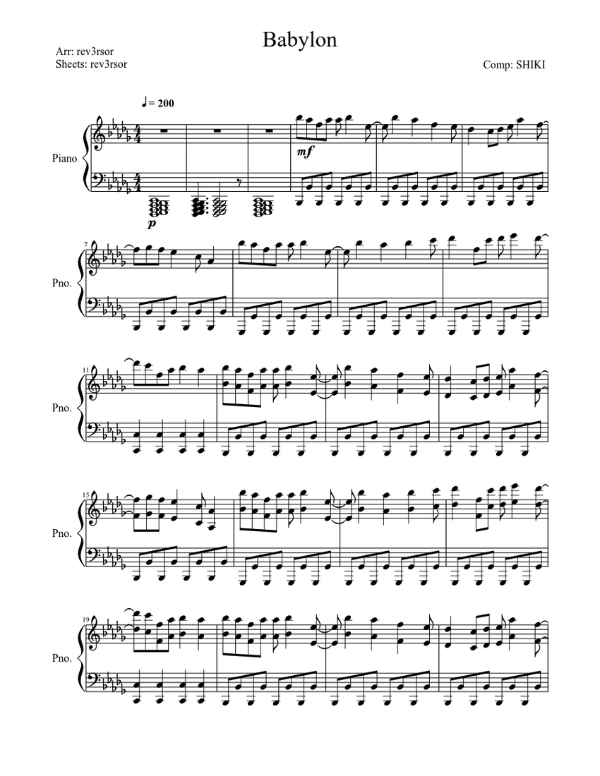 Babylon Sheet music for Piano (Solo) | Musescore.com