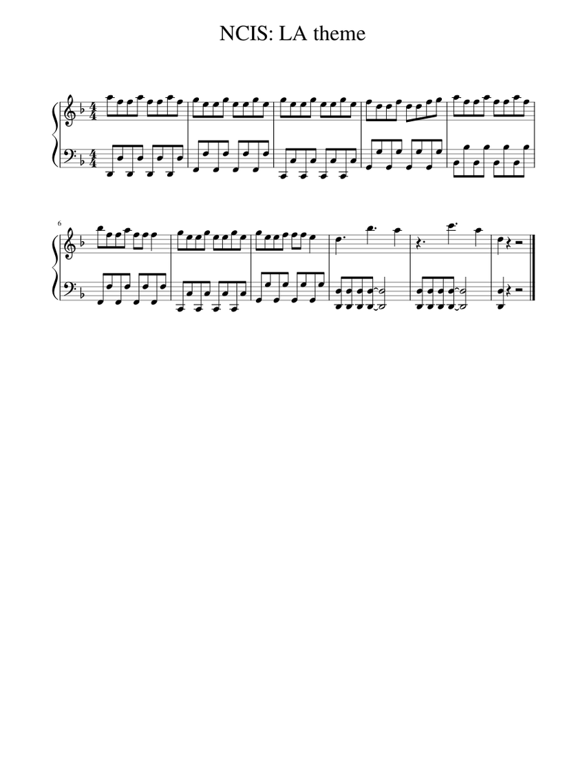 NCIS_LA_theme Sheet music for Piano (Solo) Easy | Musescore.com