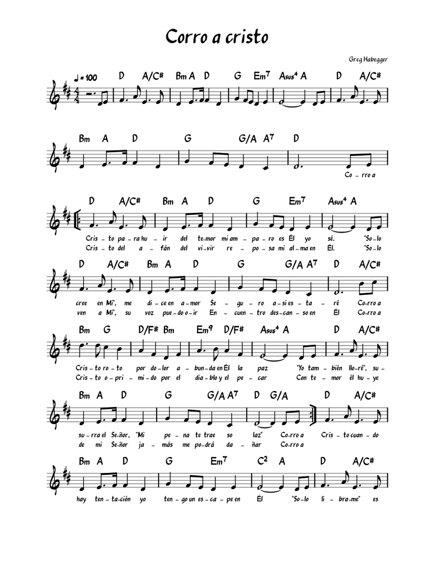 I Run to Christ – Greg Habegger Corro a cristo Sheet music for Piano ...
