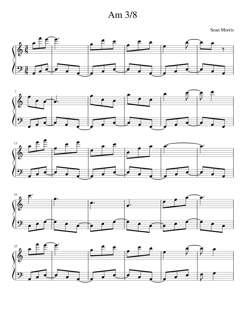 Am_3_8 Sheet music for Piano (Solo) Easy | Musescore.com