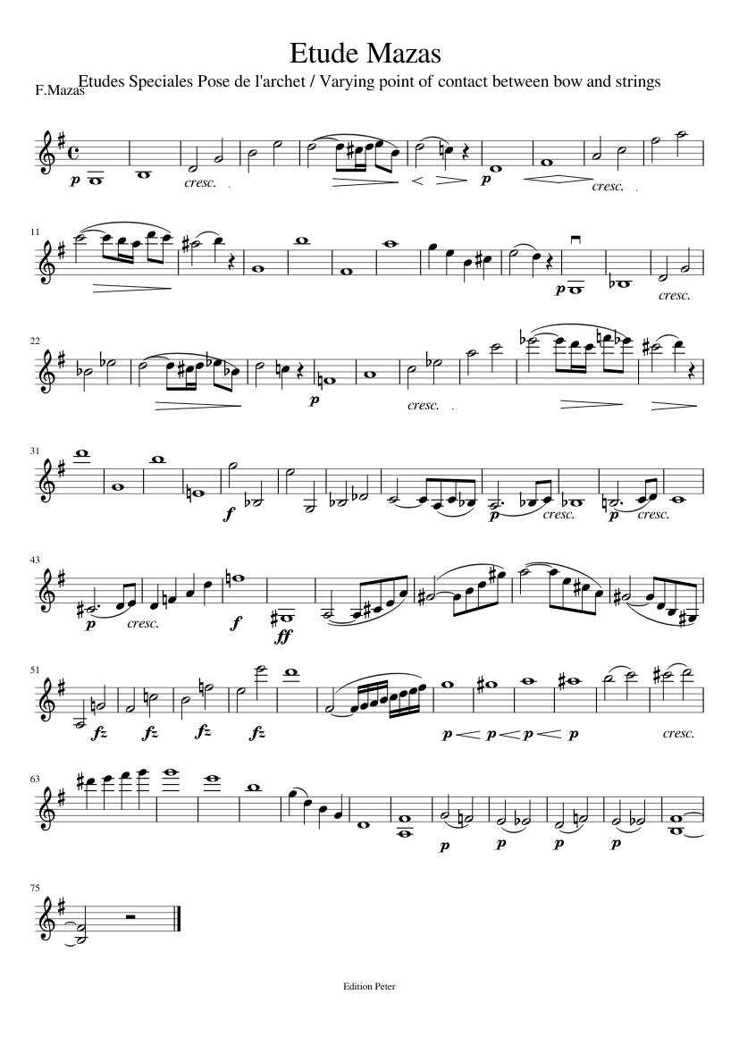 Etude Mazas etude 1 speciale Sheet music for Violin (Solo) | Musescore.com