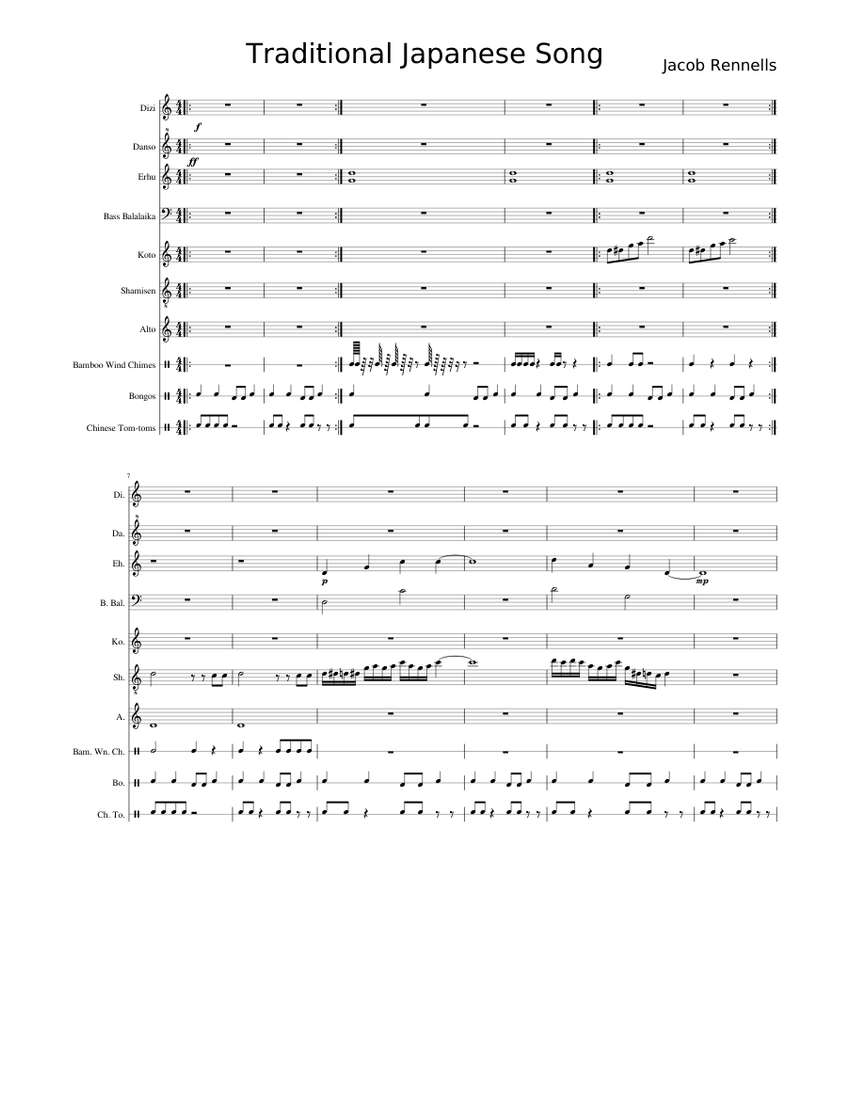 Traditional Japanese Song Sheet music for Alto, Drum group, Bongo ...