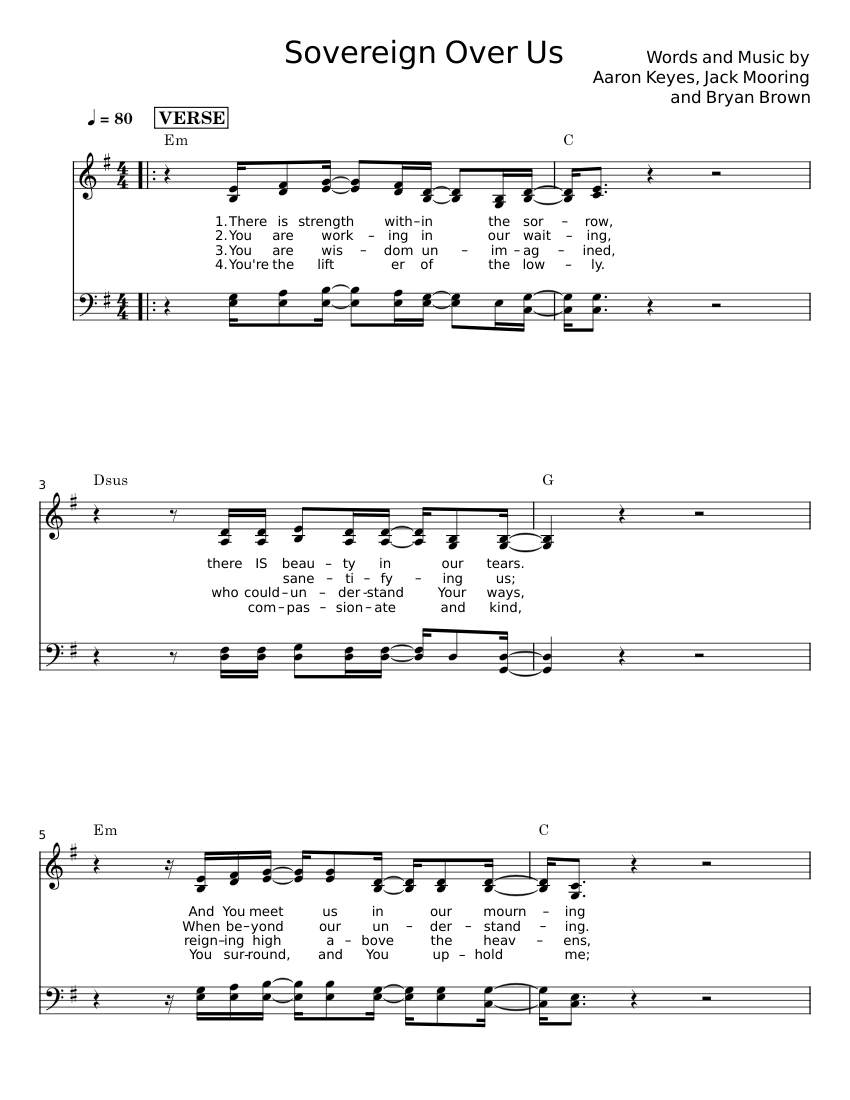 Sovereign over us - Aaron Keyes Sheet Music with Chords for Synthesizer ...