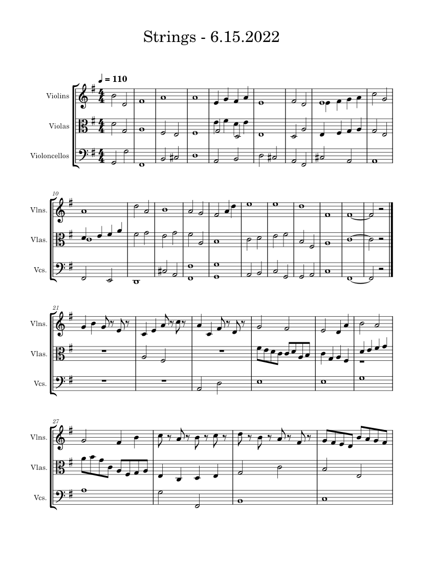 Strings - 6.15.2022 Sheet music for Strings group (String Ensemble) | Musescore.com