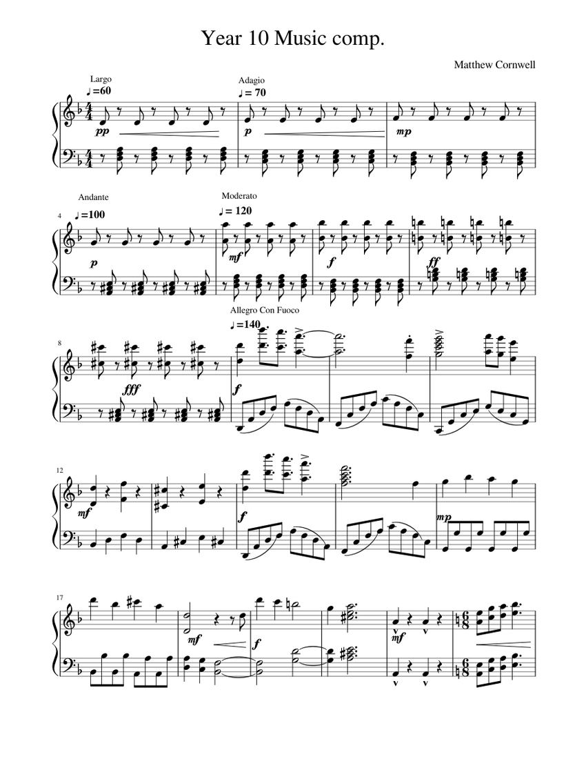Year 10 Music comp. Sheet music for Piano (Solo) | Musescore.com