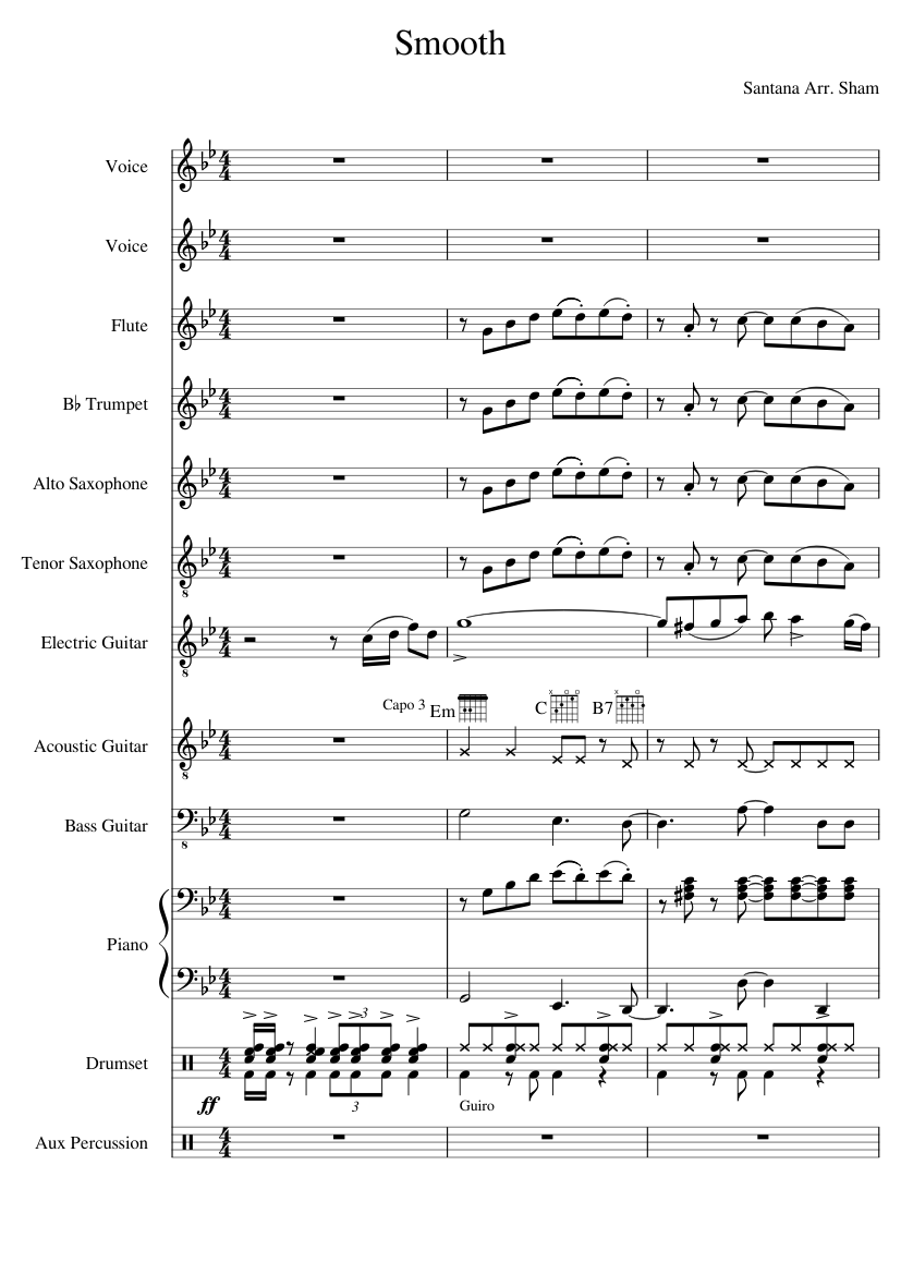 Smooth Santana Rob Thomas Sheet music for Piano, Vocals, Flute ...