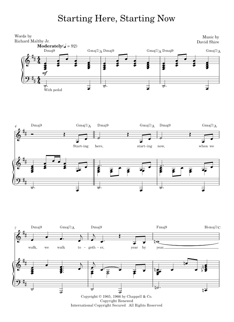 Play Official version of Starting Here, Starting Now Sheet Music by ...