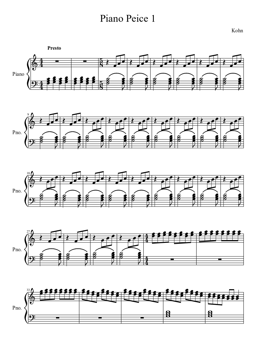 Piano Peice Sheet music for Piano (Solo) Easy | Musescore.com