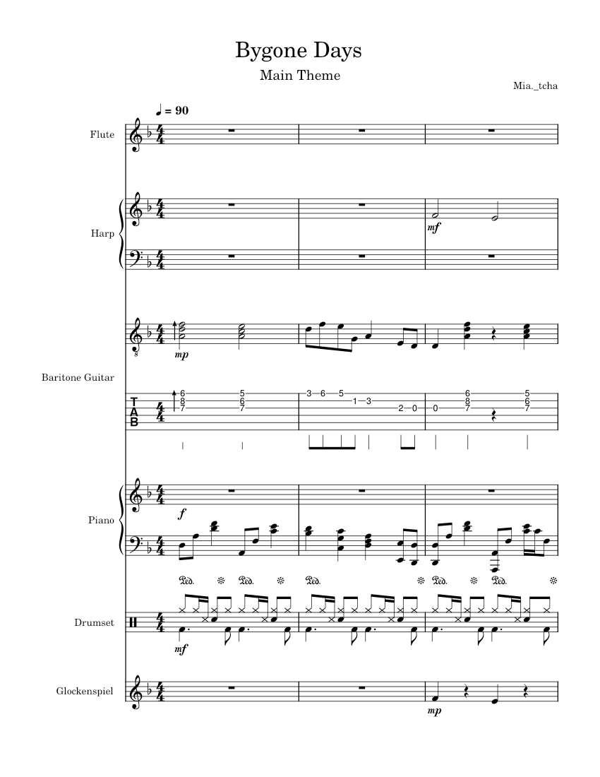 Bygone Days Sheet music for Piano, Flute, Glockenspiel, Guitar & more ...