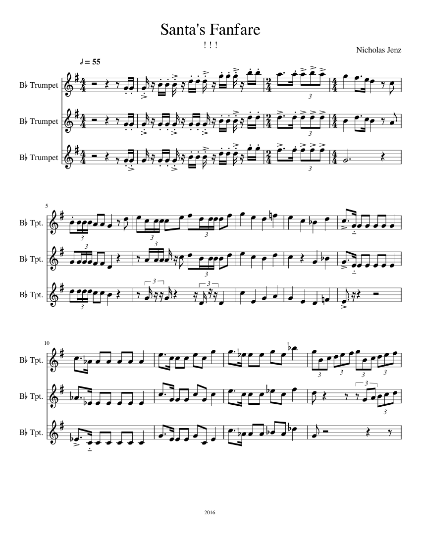 Fanfare for Santa Clause Sheet music for Trumpet in b-flat (Mixed Trio ...